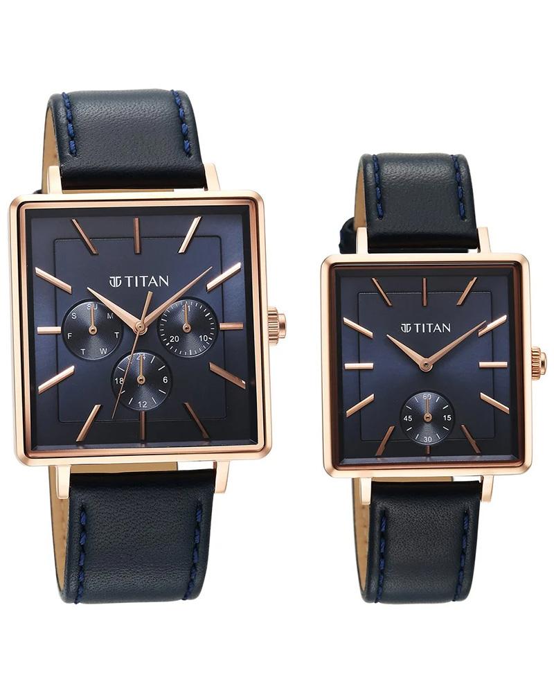 Titan Round Dial Couple 9400594205WL01 P Helios Watch Store